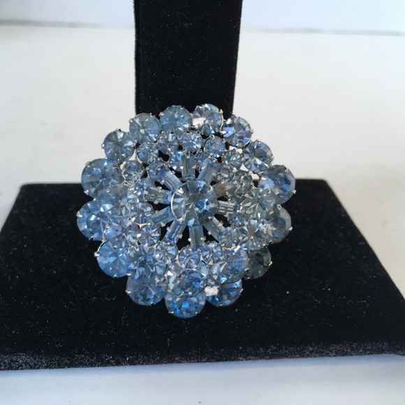 Sherman | Jewelry | Rhapsody In Blue Domed Sherman Brooch | Poshmark
